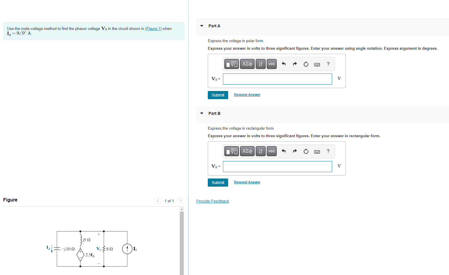Solved - Part B Express the voltage in rectangular form. | Chegg.com