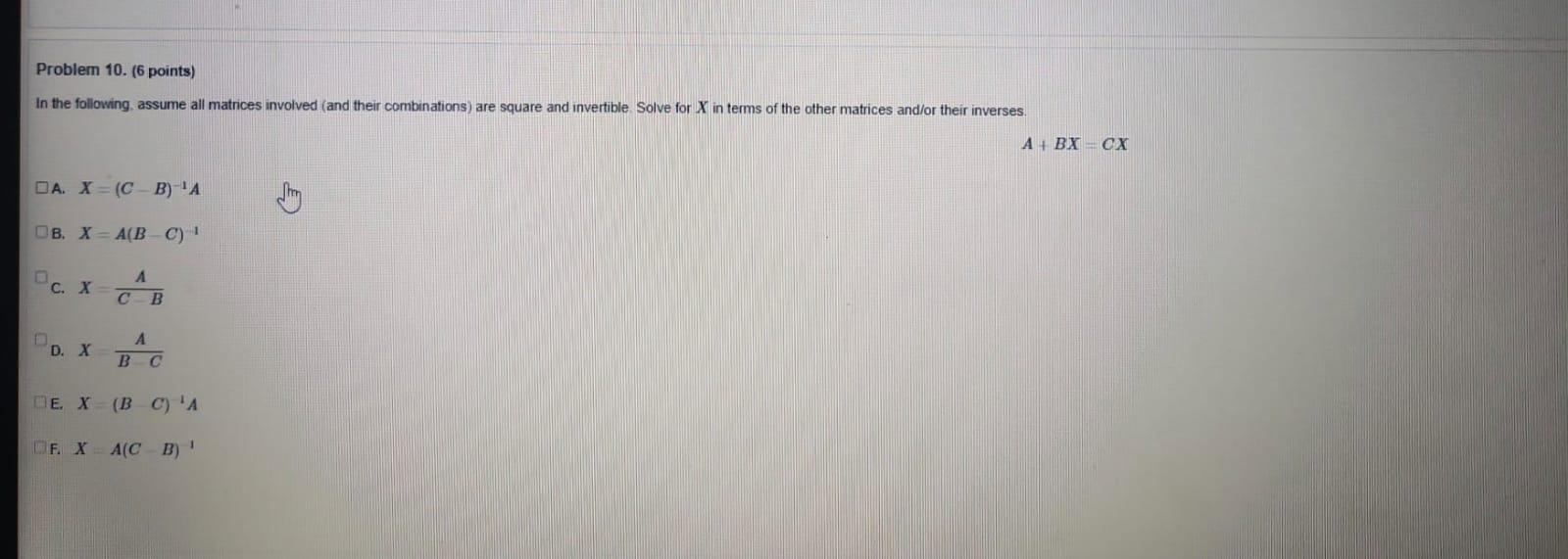 Solved In the following, assume all matrices involved (and | Chegg.com
