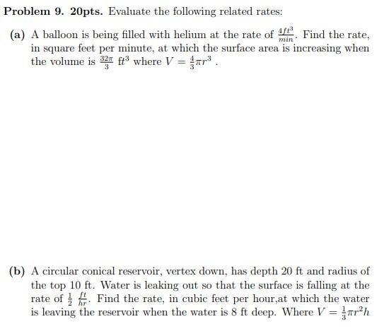 Solved Problem 9. 20pts. Evaluate the following related | Chegg.com