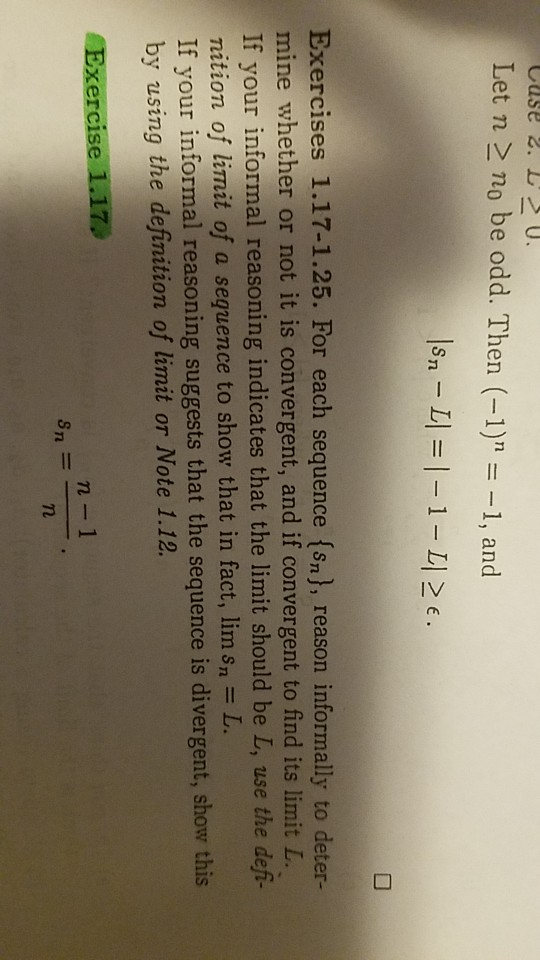 Solved sequences 3n+2 Sn = -1 1.24. Luse 2. LU Let n > no | Chegg.com