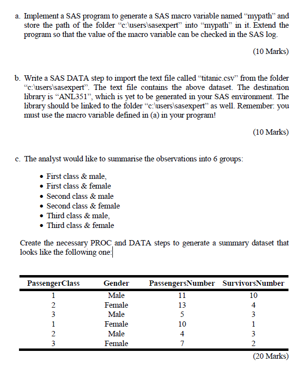 Solved Using SAS programming language, | Chegg.com Solved Using SAS programming language, | Chegg.com