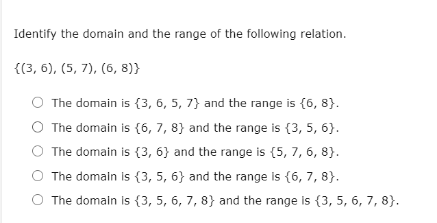 Solved Identify the domain and the range of the following | Chegg.com