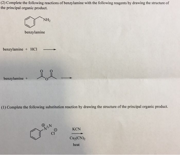 Solved Complete the following reactions of benzylamine with | Chegg.com