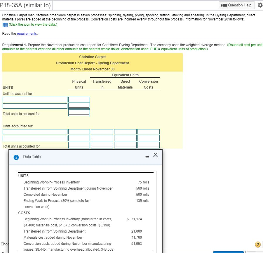 Solved P18-35A (similar to) Question Help Christine Carpet | Chegg.com
