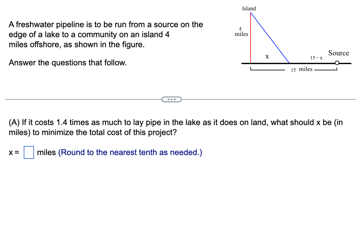 Solved A freshwater pipeline is to be run from a source on | Chegg.com