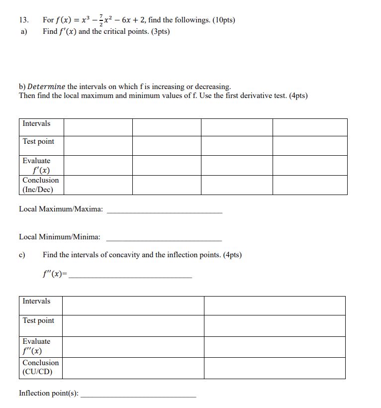 Solved 13. For f(x)=x3−27x2−6x+2, find the followings. | Chegg.com