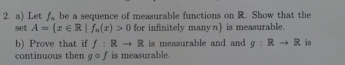Solved 2 A Let Fn Be A Sequence Of Measurable Functions On