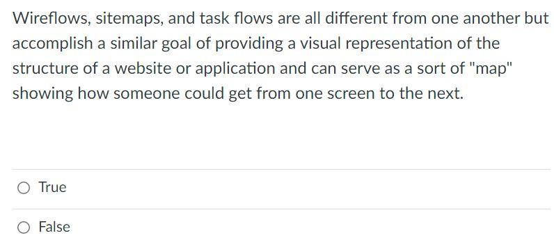 Solved Wireflows, sitemaps, and task flows are all different | Chegg.com