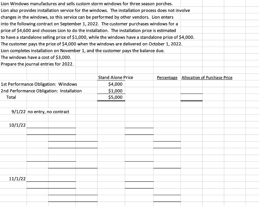 Solved Lion Windows manufactures and sells custom storm | Chegg.com