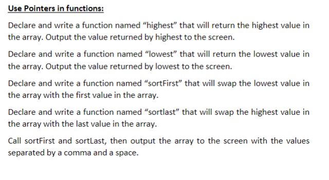 Solved Use Pointers in functions: Declare and write a | Chegg.com Solved Use Pointers in functions: Declare and write a | Chegg.com