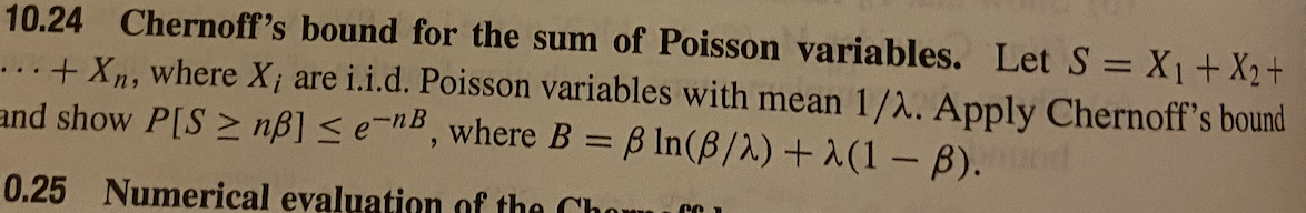 Solved 10.24 Chernoff's bound for the sum of Poisson | Chegg.com