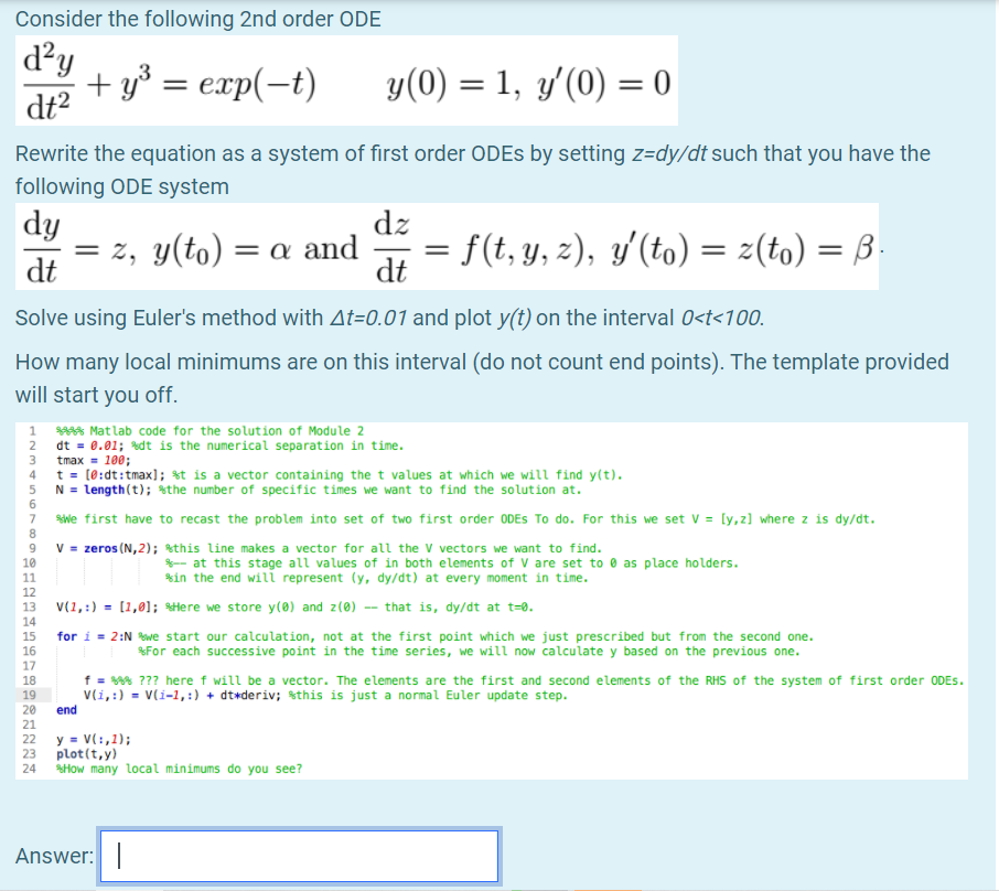 Solved Consider the following 2nd order ODE dạy + y3 = | Chegg.com