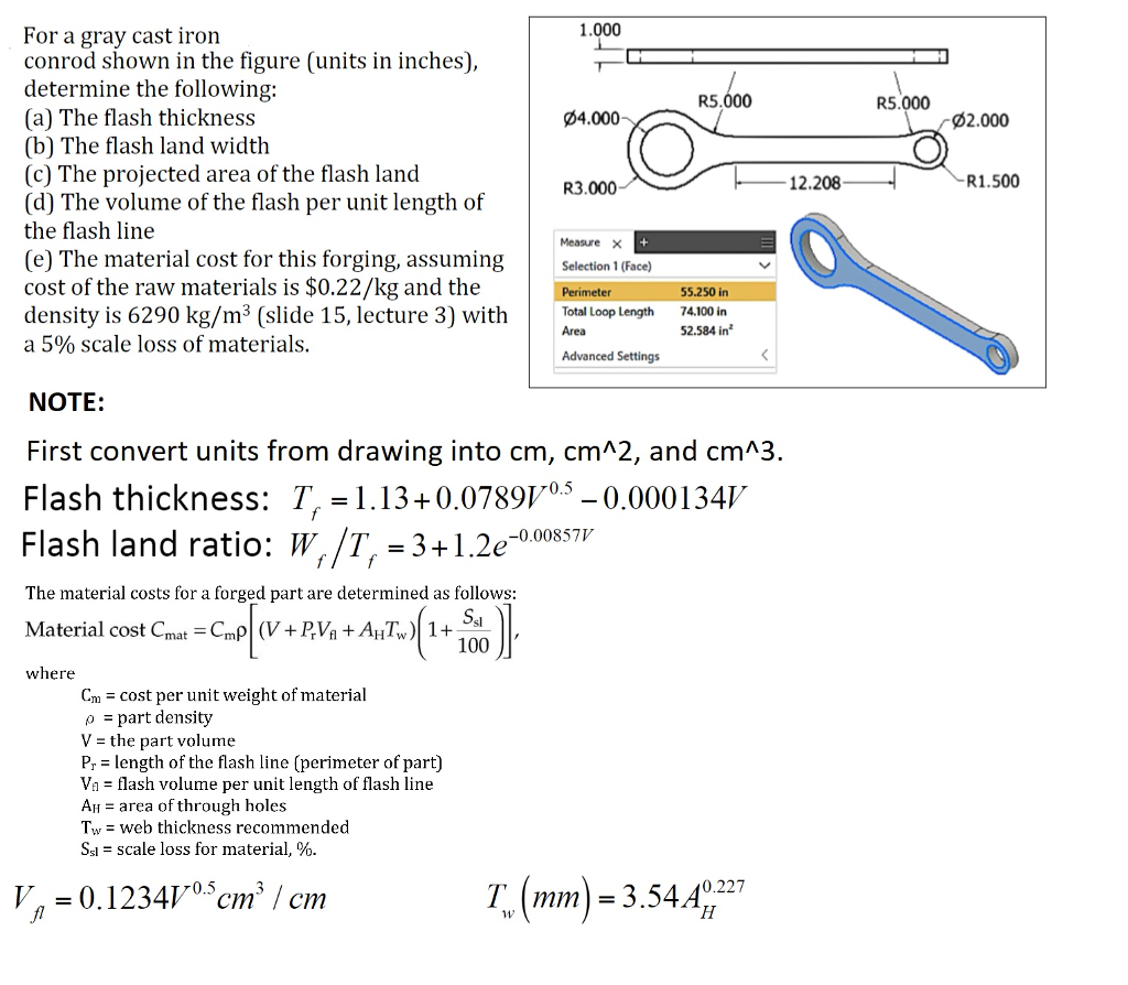 Solved 1.000 For a gray cast iron conrod shown in the figure | Chegg.com