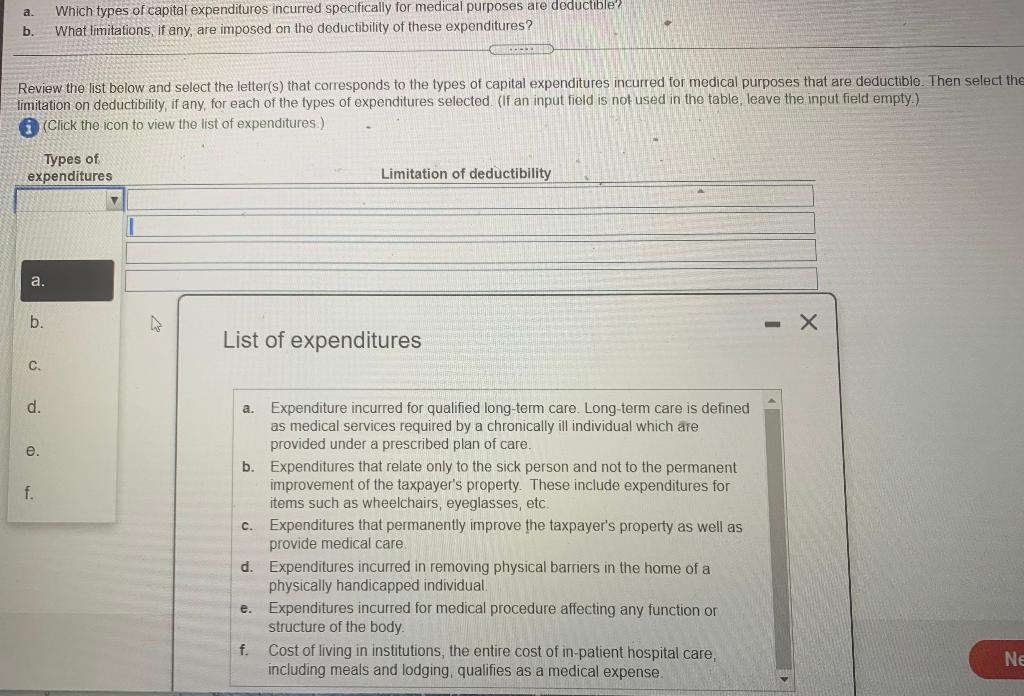 Solved a Which types of capital expenditures incurred | Chegg.com