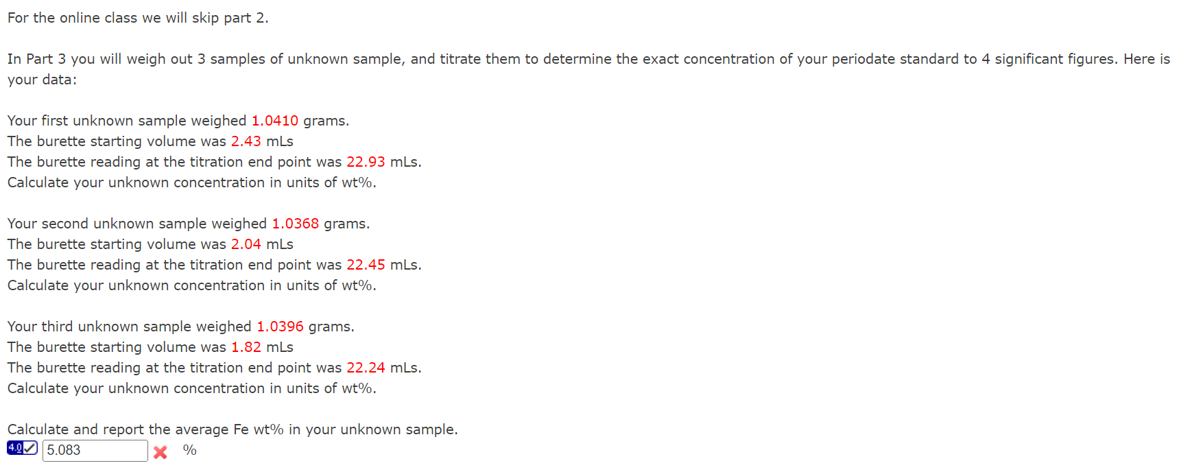Solved This is hypothetical sample experimental data for | Chegg.com