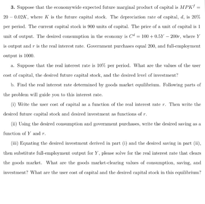 Solved 3. Suppose that the economywide expected future | Chegg.com