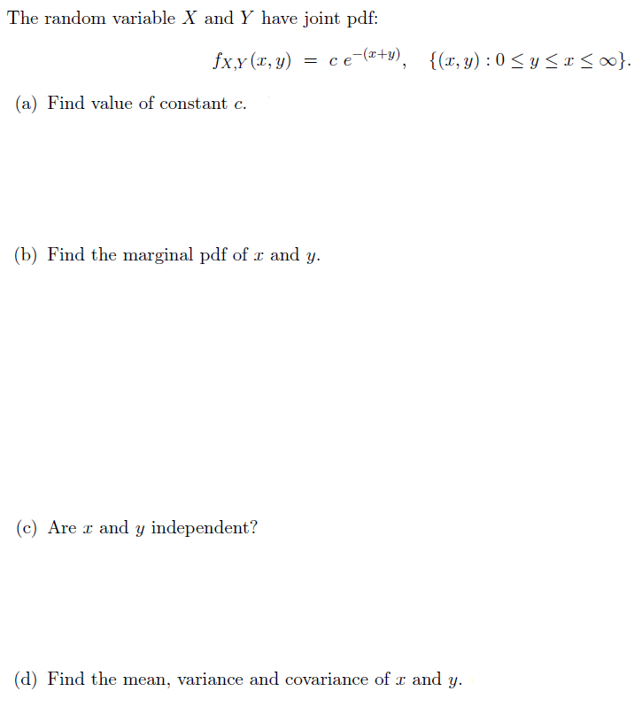 Solved The random variable X and Y have joint pdf: fx.y | Chegg.com
