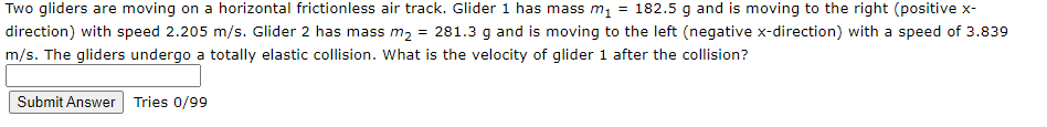 Solved Iwo gliders are moving on a horizontal frictionless | Chegg.com