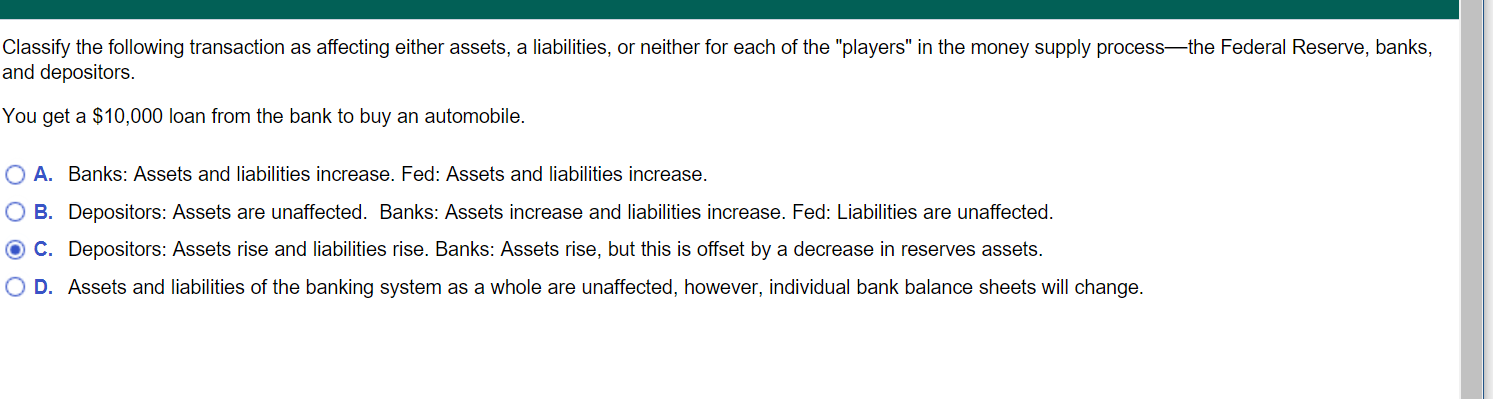 Solved Classify the following transaction as affecting | Chegg.com