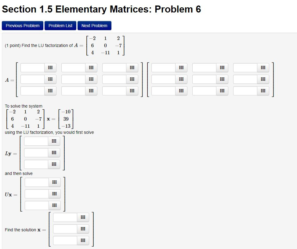 Solved Section 1.5 Elementary Matrices: Problem 6 Previous | Chegg.com
