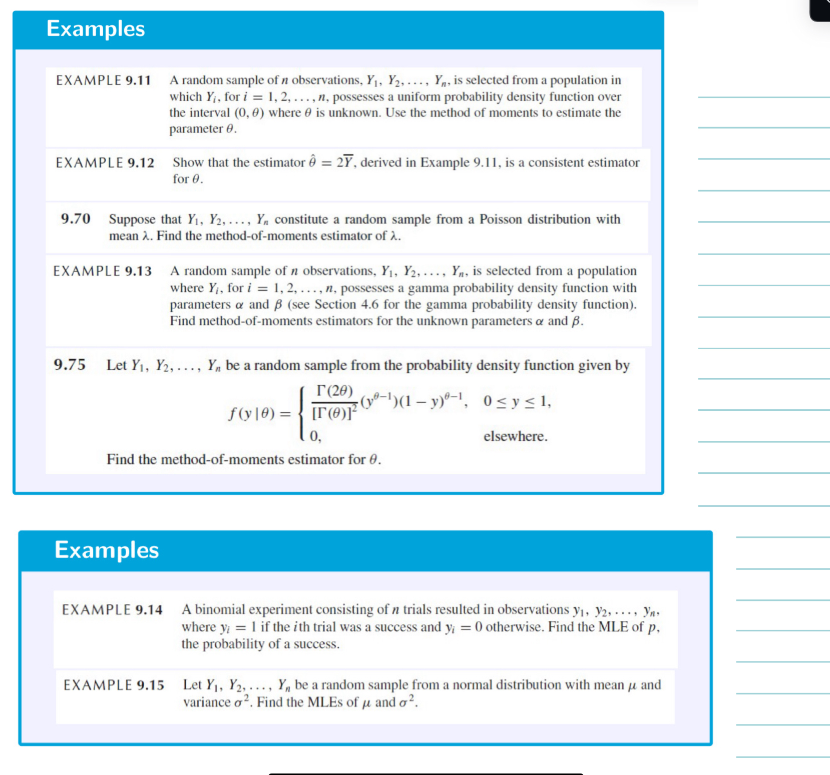 Solved EXAMPLE 9.11 ﻿A random sample of n ﻿observations, | Chegg.com