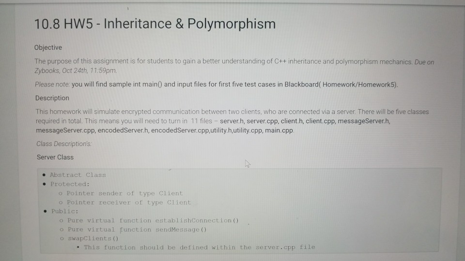 Solved 108 Hw5 Inheritance And Polymorphism Objective The 