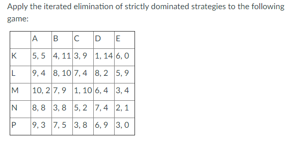 Solved Apply the iterated elimination of strictly dominated | Chegg.com