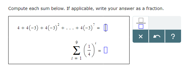 Solved Compute each sum below. If applicable, write your | Chegg.com