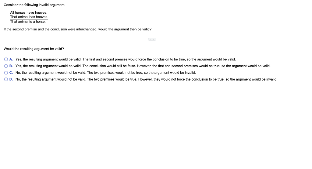 Solved Consider the following invalid argument. All horses | Chegg.com