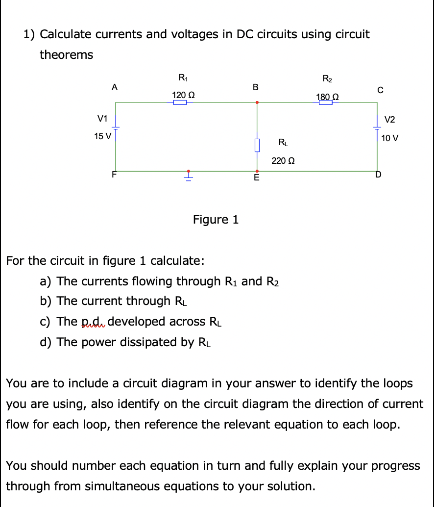 Solved 1) Calculate currents and voltages in DC circuits | Chegg.com
