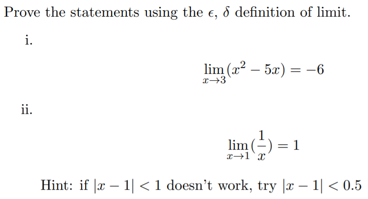 Solved Prove the statements using the e, d definition of | Chegg.com