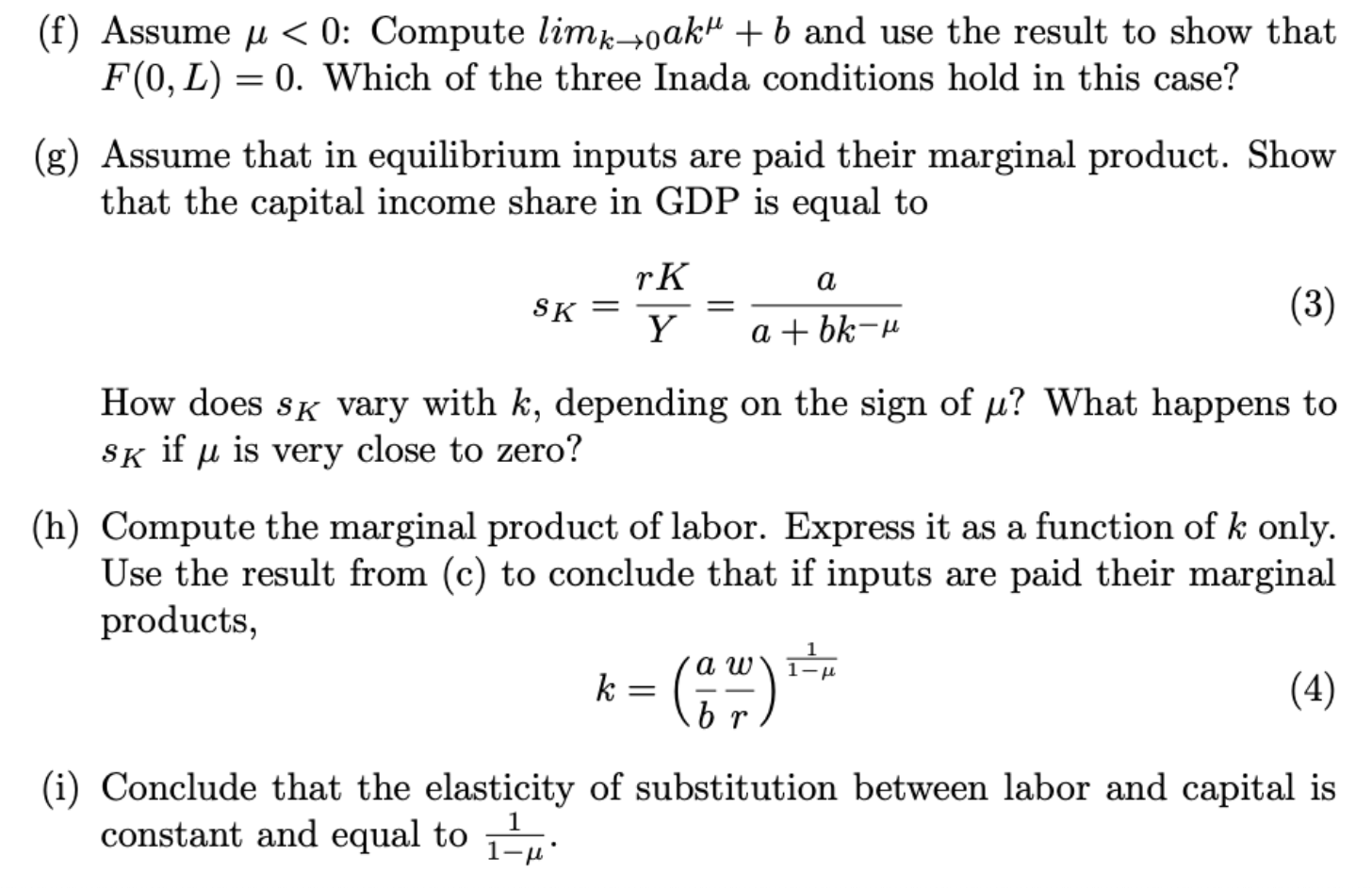 Solved Consider the following production function: | Chegg.com