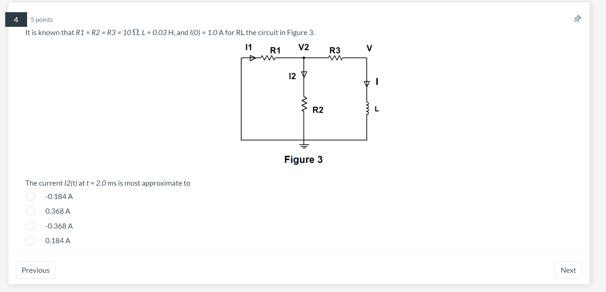 Solved 4 5 points It is known that R1 = R2 = R3 = 10 , L = | Chegg.com