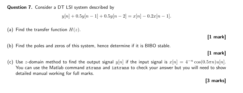 Solved Question 7. Consider a DT LSI system described by | Chegg.com