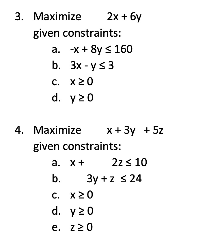 Solved For Each Of The Following Use The Simplex Method To 6879