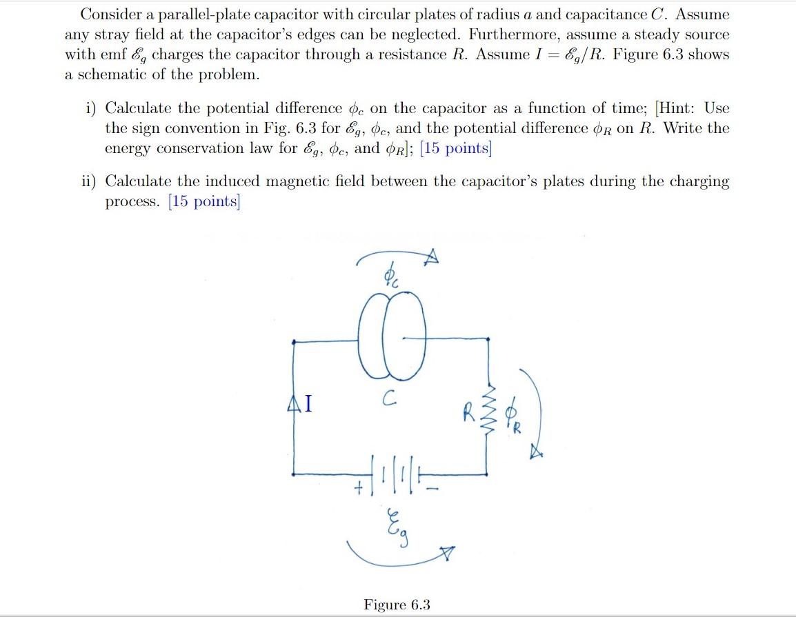 Solved Consider a parallel-plate capacitor with circular | Chegg.com