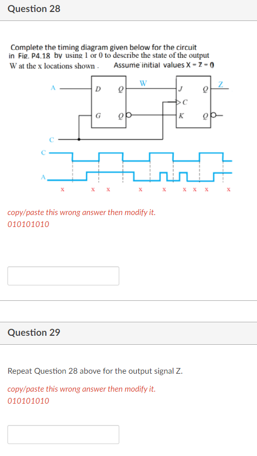 Solved Question 28 Complete the timing diagram given below | Chegg.com