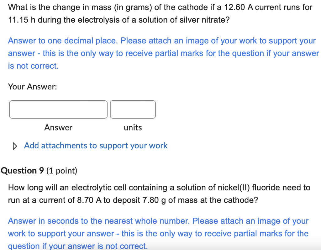 Solved What is the change in mass (in grams) of the cathode | Chegg.com