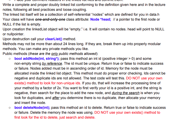 Solved Description: Create a fully functional doubly linked | Chegg.com