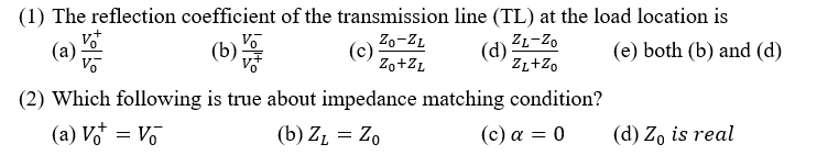 Solved (1) The reflection coefficient of the transmission | Chegg.com