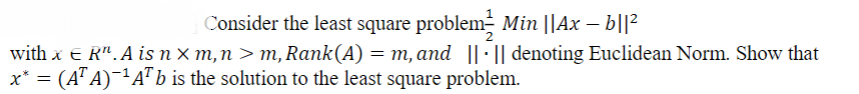 Solved Consider the least square problem 21Min∥Ax−b∥2 with | Chegg.com