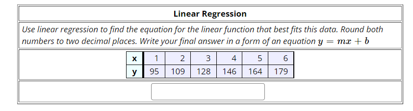 Solved Linear Regression Use linear regression to find the | Chegg.com