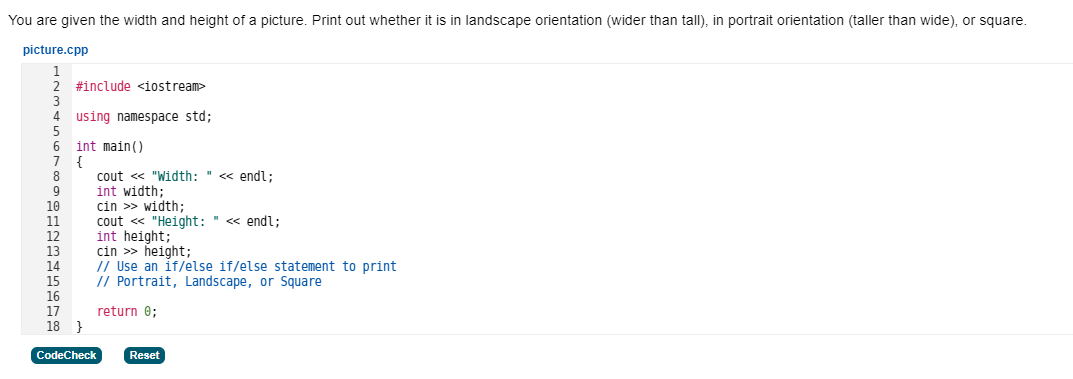 Solved You are given the width and height of a picture. | Chegg.com