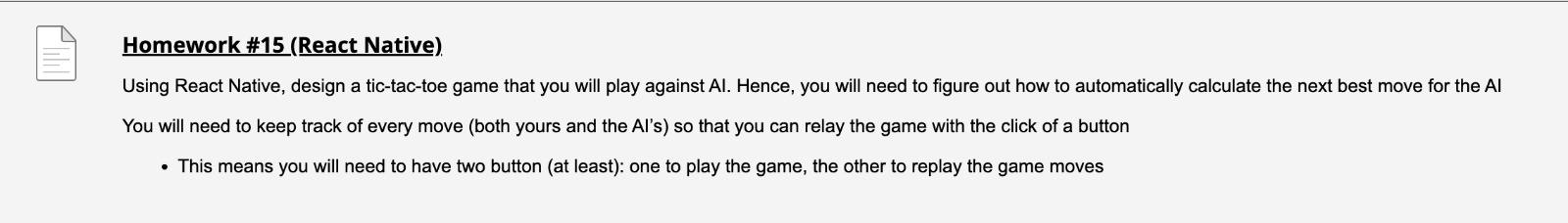 Solved Homework \#15 (React Native). Using React Native, | Chegg.com