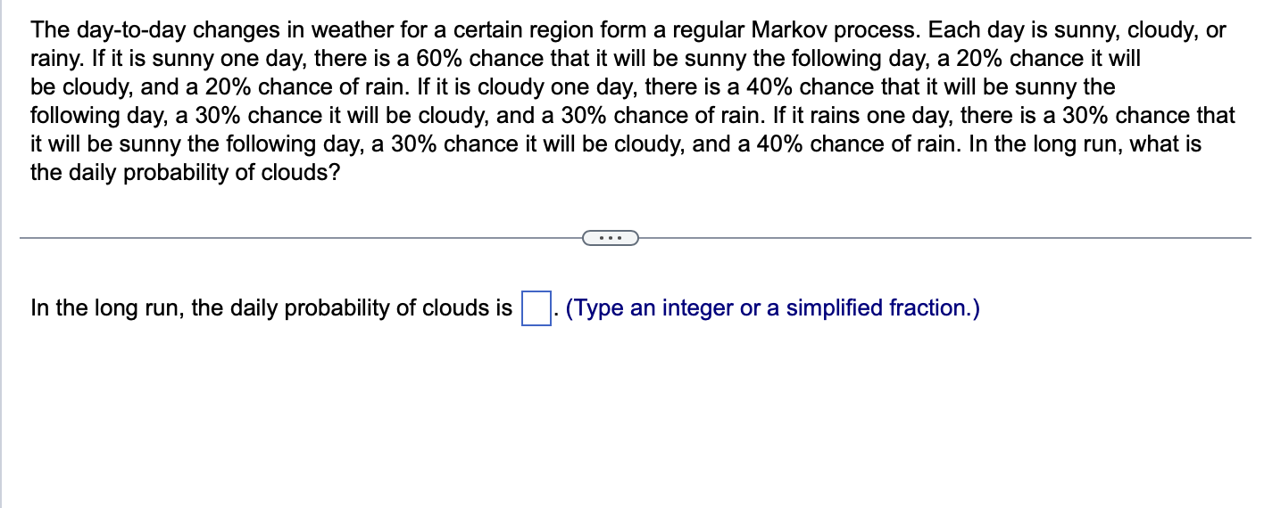 Solved The day-to-day changes in weather for a certain | Chegg.com