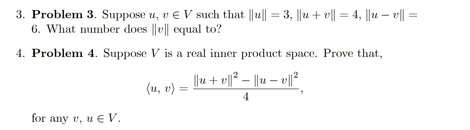 Solved 3. Problem 3. Suppose u,v∈V such that | Chegg.com Solved 3. Problem 3. Suppose u,v∈V such that | Chegg.com