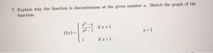 Solved 7. Explain why the function is discontinuous at the | Chegg.com