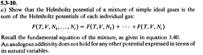 Solved 5.3-10. a) Show that the Helmholtz potential of a | Chegg.com