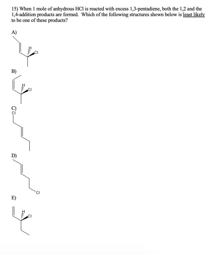 Solved 15) When 1 mole of anhydrous HCl is reacted with | Chegg.com