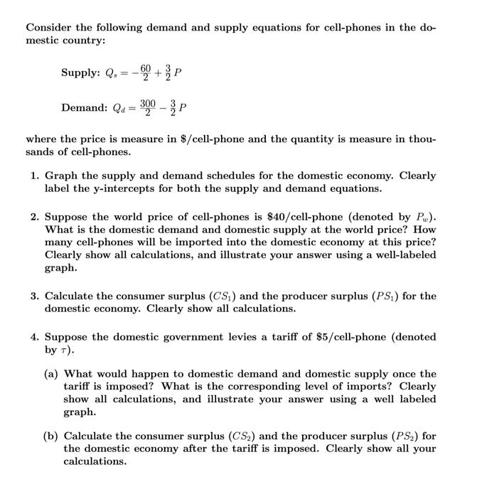 Solved Consider the following demand and supply equations | Chegg.com